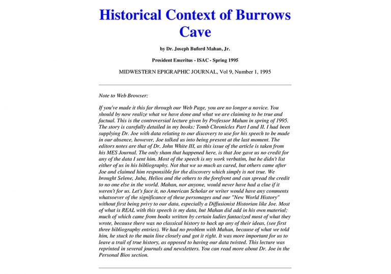 Historical Context of Burrows Cave - Midwestern Epigraphic Society